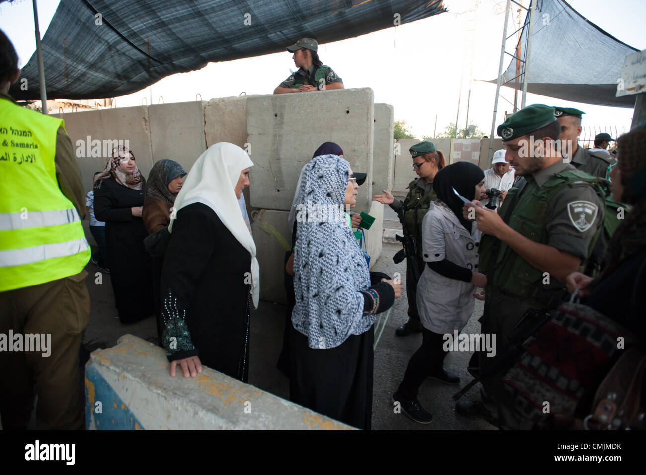 BETHLEHEM, WEST BANK - AUGUST 17, 2012: The Israeli military checks ...