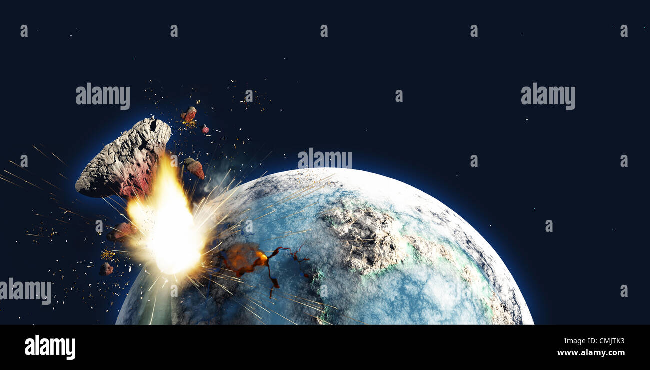 The Earth explodes from the inside and blows out a portion of the ...