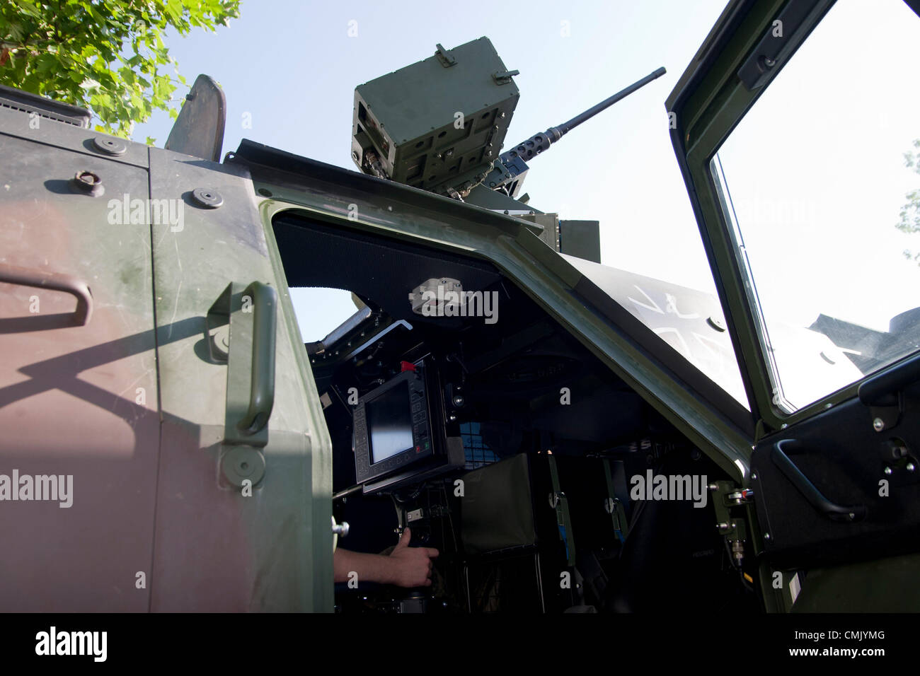 Open day at the Ministry of Defence in Berlin. Autocannon mounted on an ...