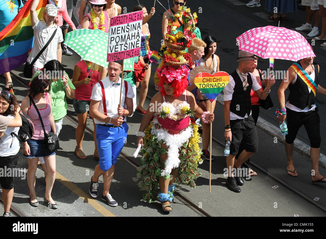 Parade of Prague Pride festival on Sunday, Aug. 18th, 2012 in Prague ...