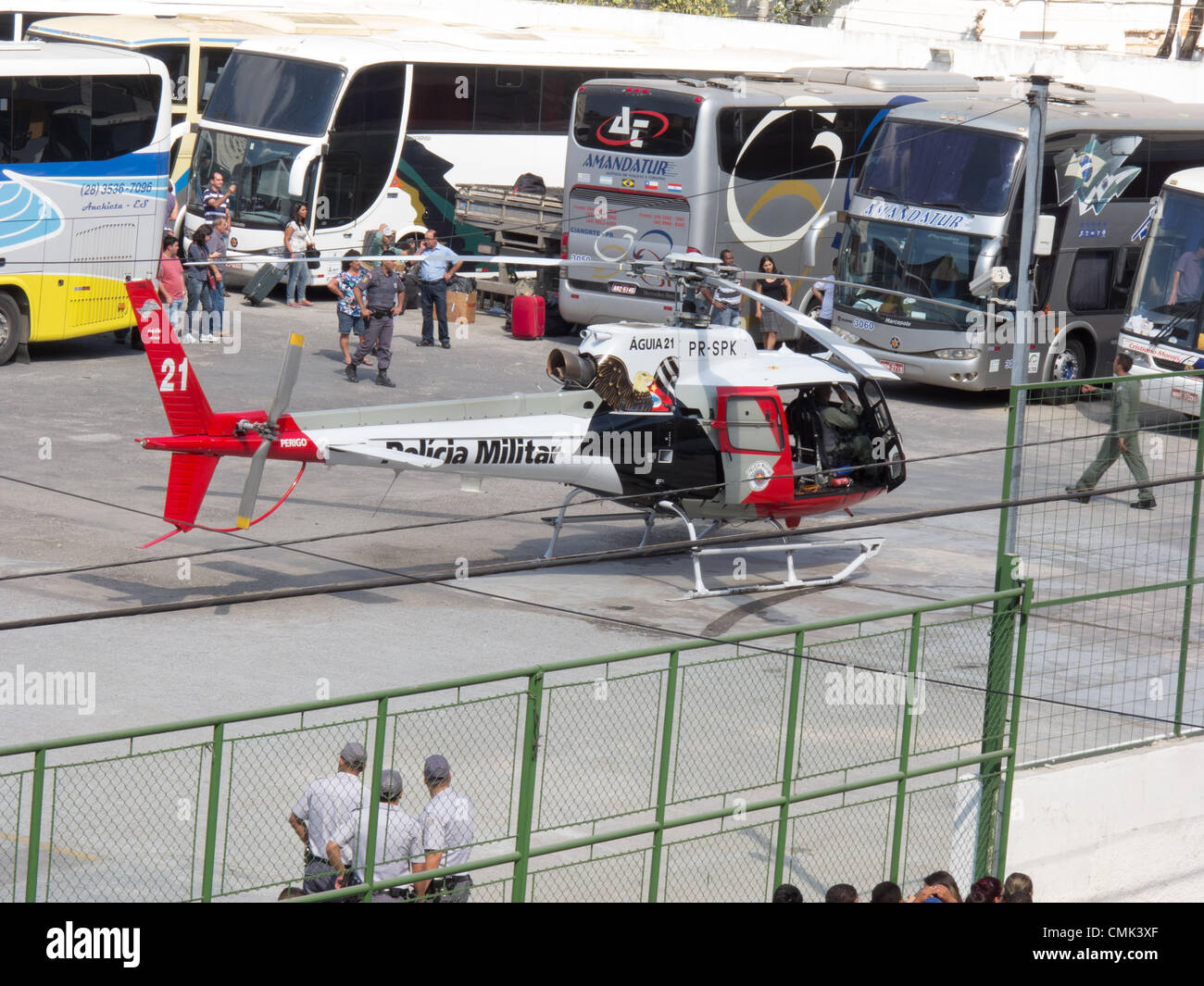 SAO PAULO, BRAZIL, 20th Aug, 2012. A helicopter of Policia Militar do ...