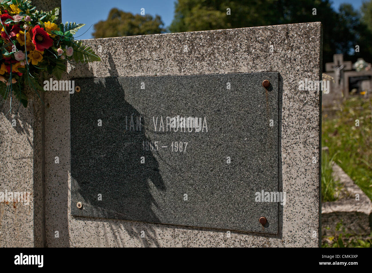 August 19, 2012 Miková, Slovakia, Europe - The gravestone in the ...