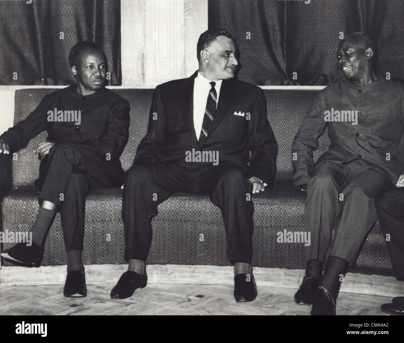GAMAL ABDEL NASSER with President Julius Nyerere of Tanzania and Leon ...