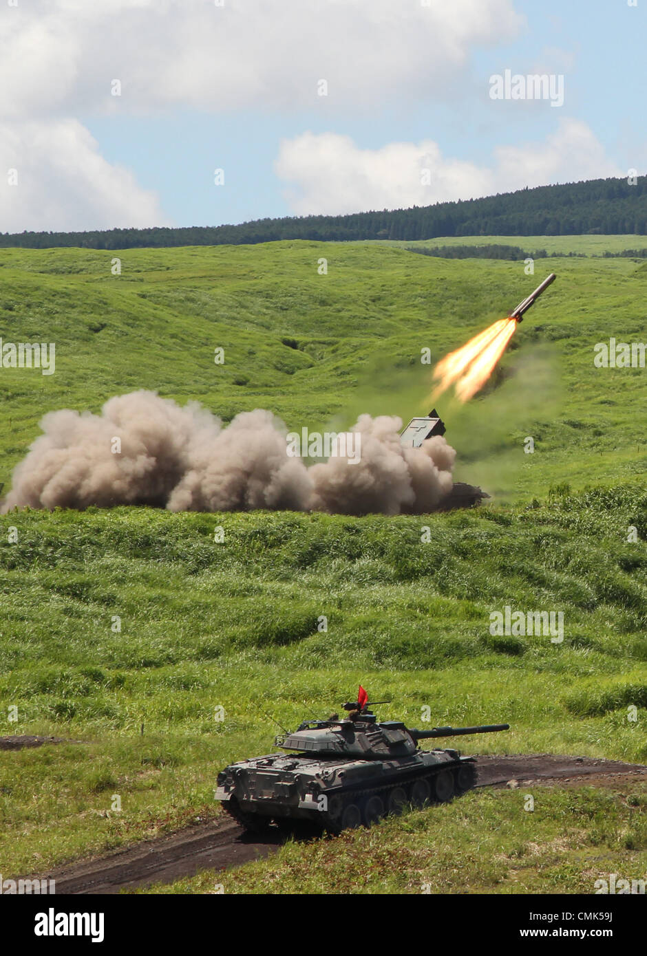 Aug. 21, 2012 - Gotenba, Japan - A rocket is fired during the Japan ...