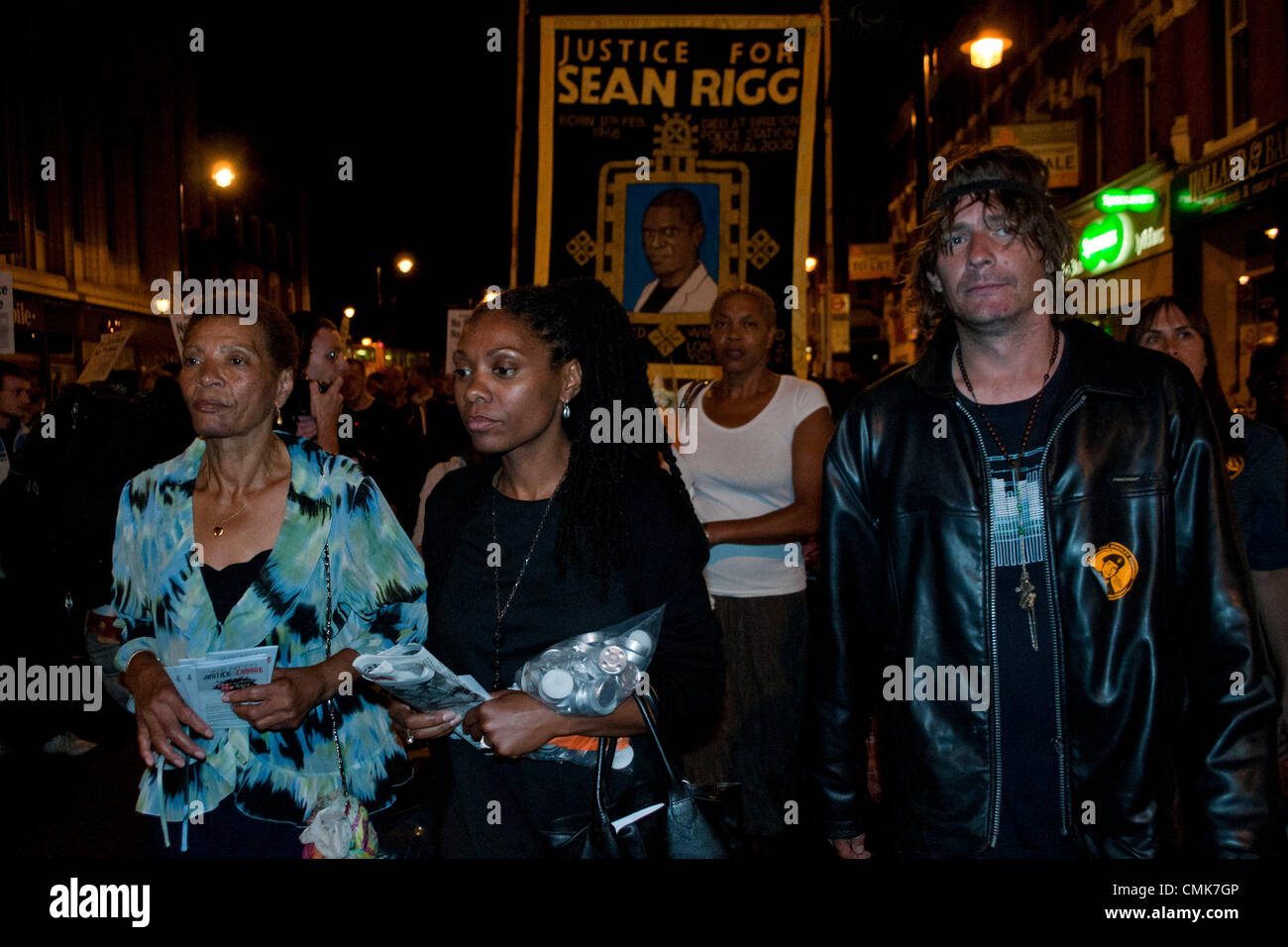 London, UK. 21/08/12. Samantha-David Rigg (centre), sister of Sean Rigg ...