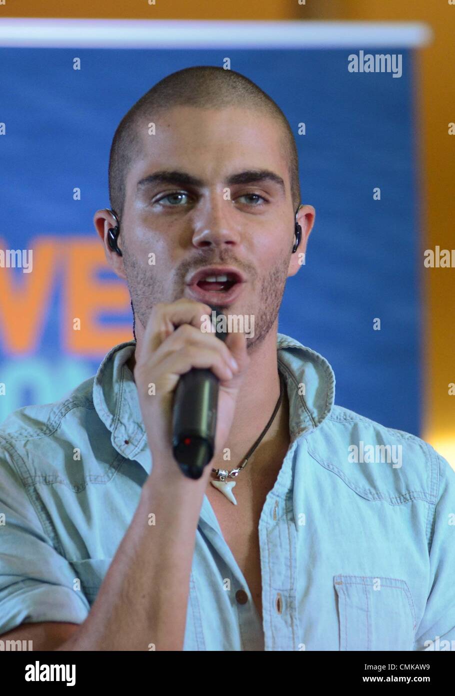 Max George on stage for Live From T5 - The Wanted in Concert, JFK ...