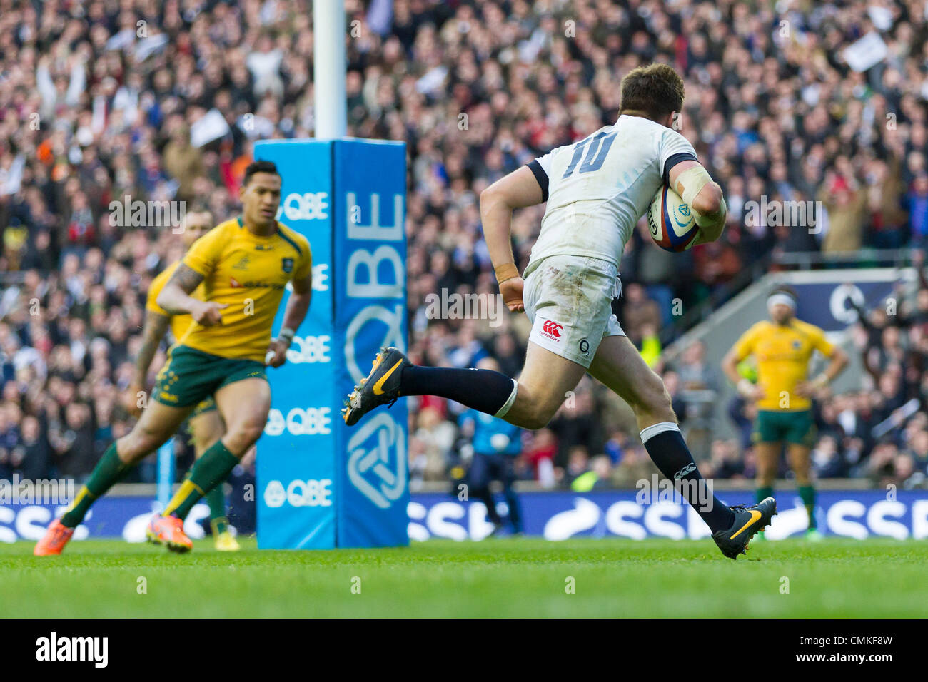 London, UK. 02nd Nov, 2013. England outhalf Owen FARRELL scores the ...