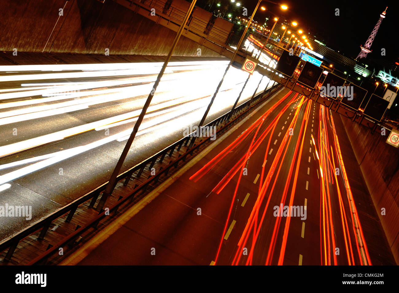 Berlin, Germany. 31st Oct, 2013. Vehicles are driven at night on the ...