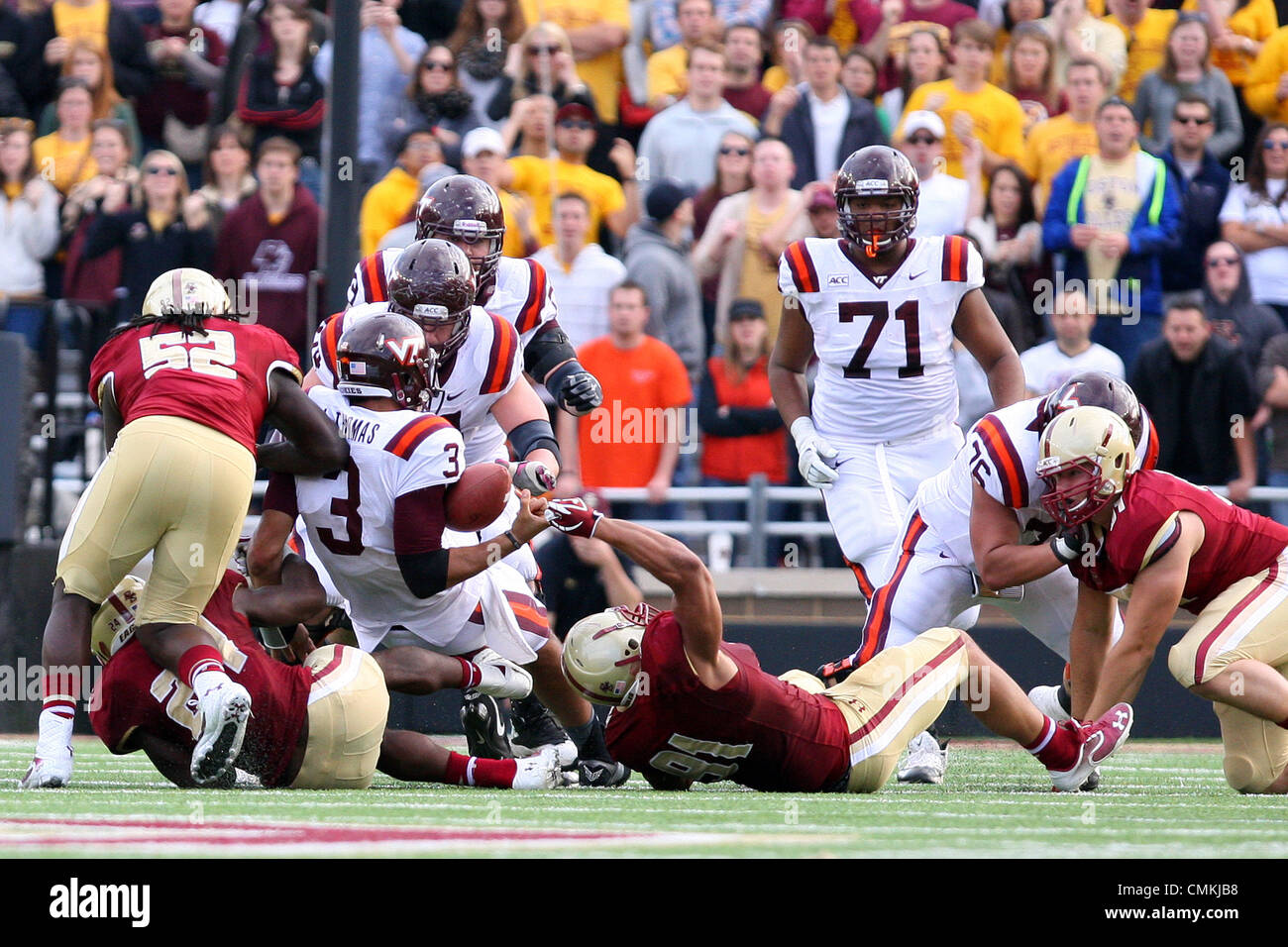 Chestnut Hill, Massachusetts, USA. 2nd Nov, 2013. Virginia Tech Hokies ...