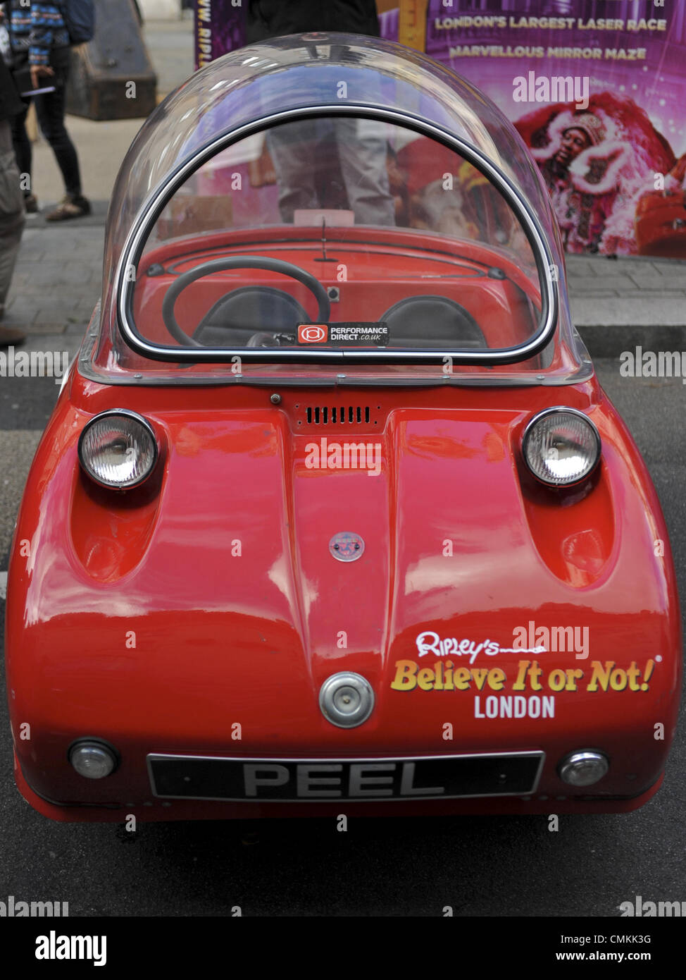 London, UK. 2nd Nov, 2013. A 1965 Peel Trident three wheel micro car at ...