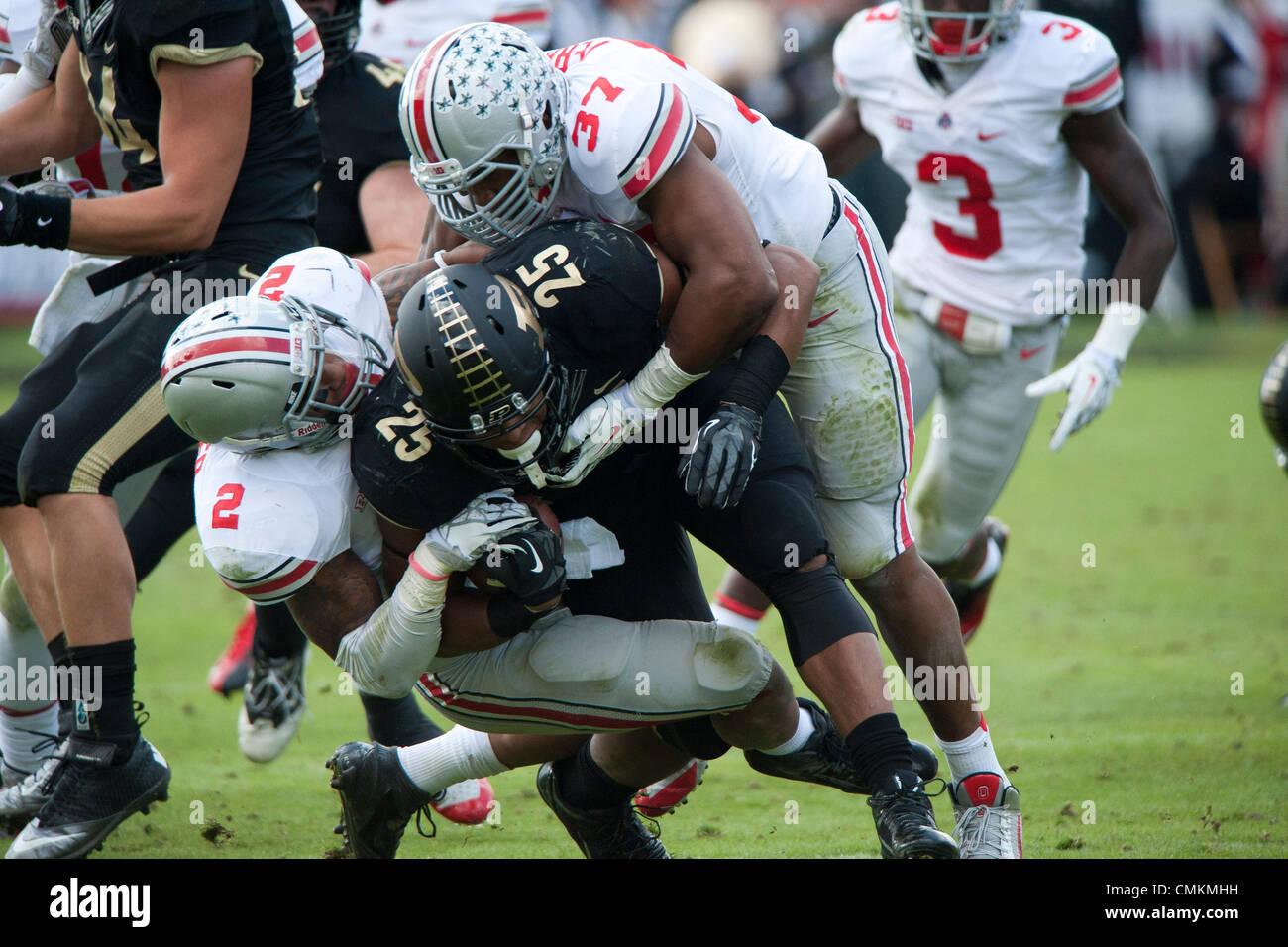 West Lafayette, Indiana, USA. 2nd Nov, 2013. Ryan Shazier #2 and Joshua ...
