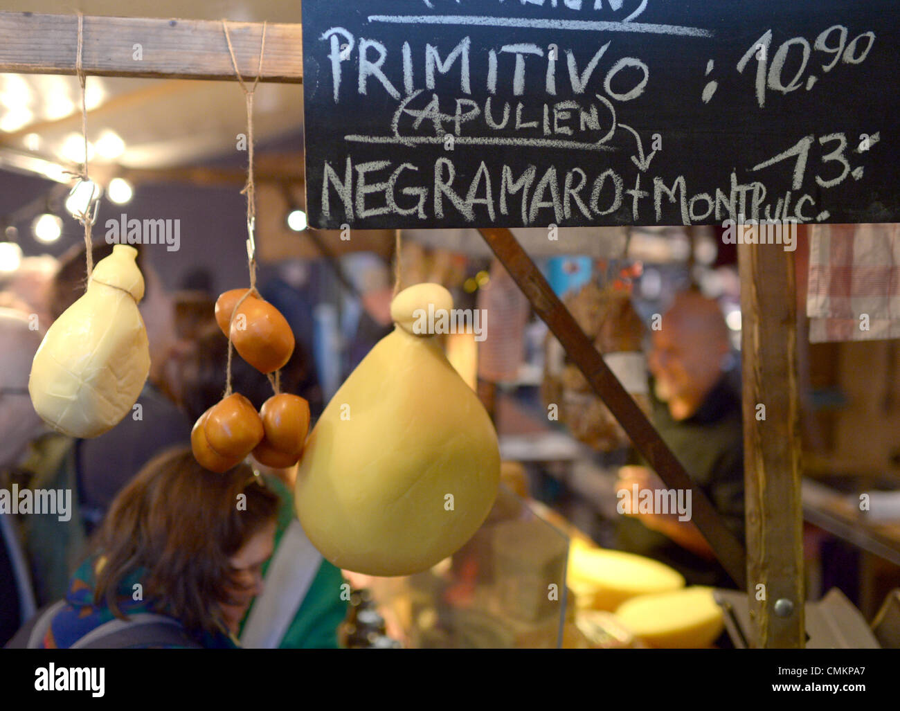 Berlin, Germany. 03rd Nov, 2013. Various cheeses are on display at the ...