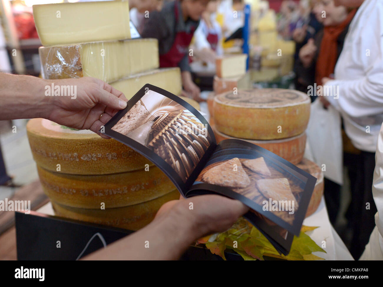 Berlin, Germany. 03rd Nov, 2013. Various cheeses are on display at the ...