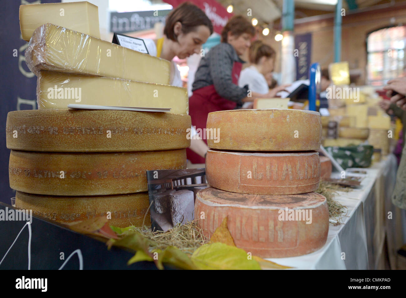 Berlin, Germany. 03rd Nov, 2013. Various cheeses are on display at the ...