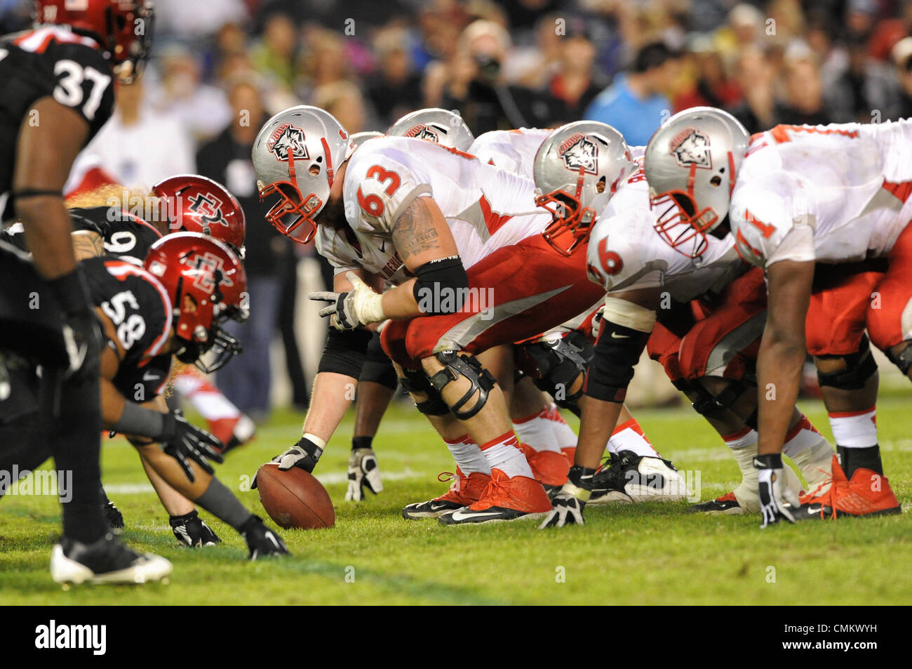 San Diego, CA, USA. 2nd Nov, 2013. New Mexico Lobos offensive linesman ...