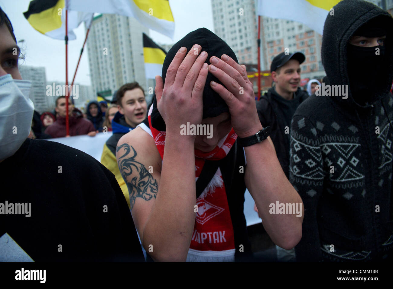 Moscow, Russia. 4th Nov, 2013. Participants of the ''Russian March ...