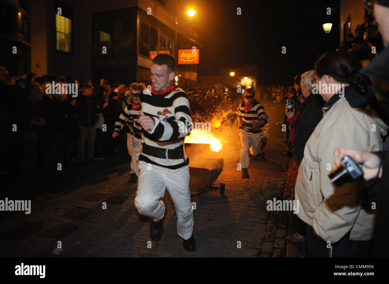 The Mens Flaming Tar Barrel Run takes place in Cliffe High Street at ...