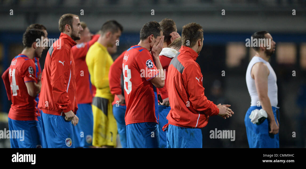 Plzen, Czech Republic. 05th Nov, 2013. Plzen's Player react after the ...