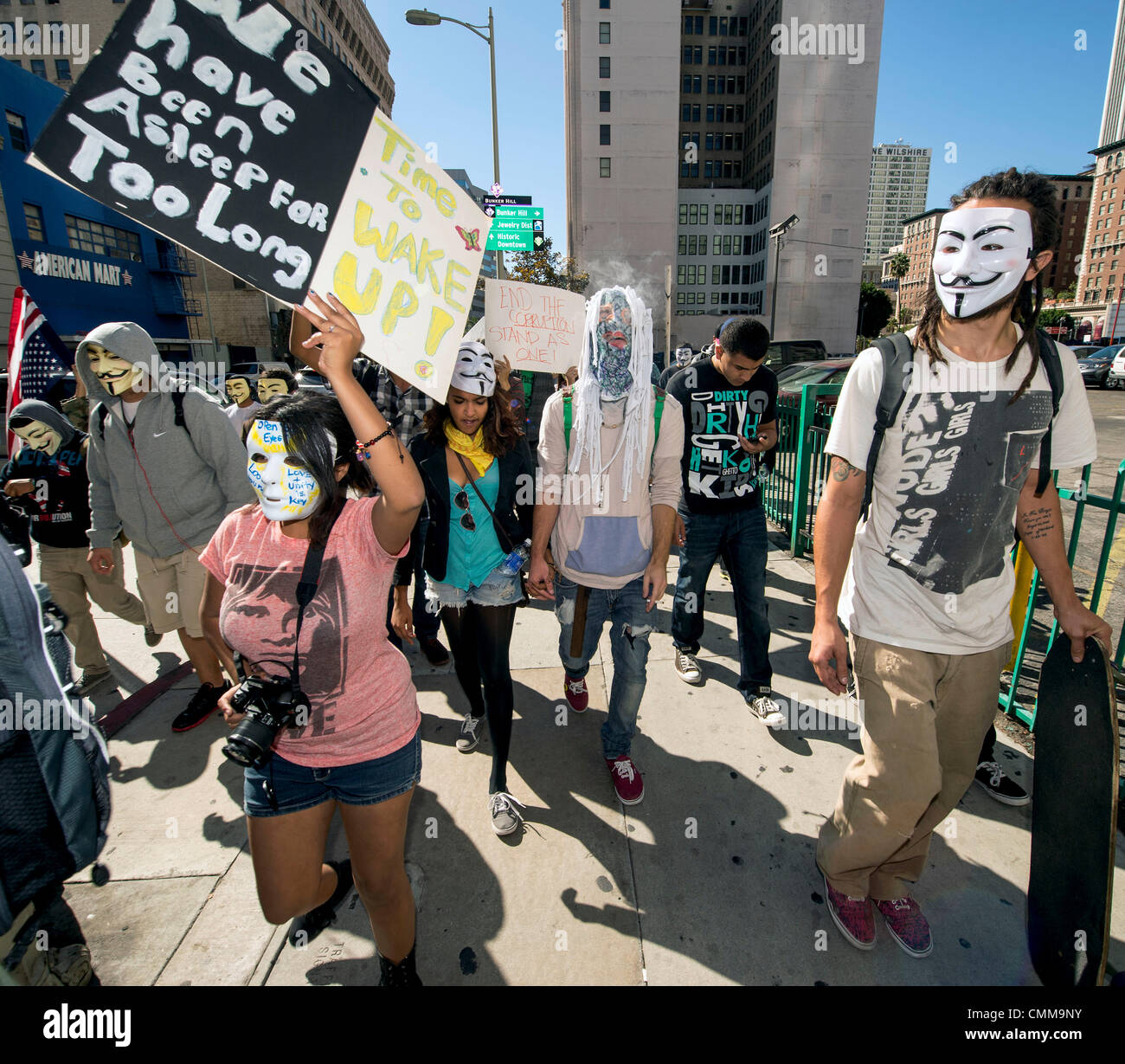 Los Angeles, CA, USA. 05th Nov, 2013. People protest at the Million ...