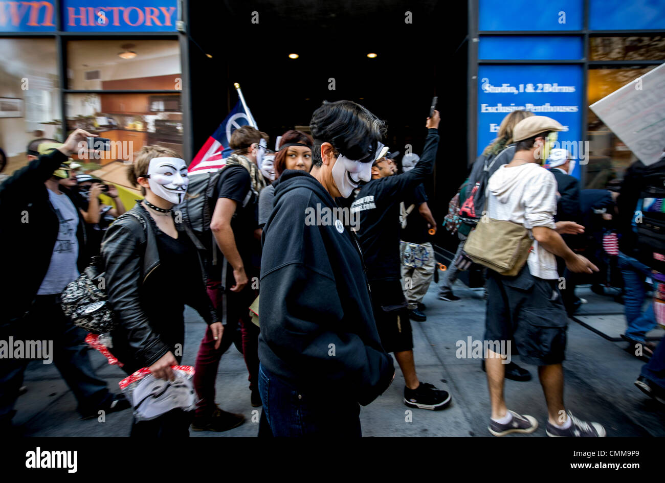 Los Angeles, CA, USA. 05th Nov, 2013. People protest at the Million ...