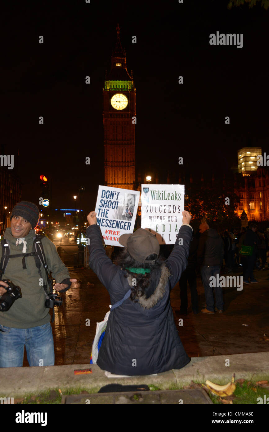 London, UK. 5th Nov 2013. Hundreds of Anonymous protest at the front of ...