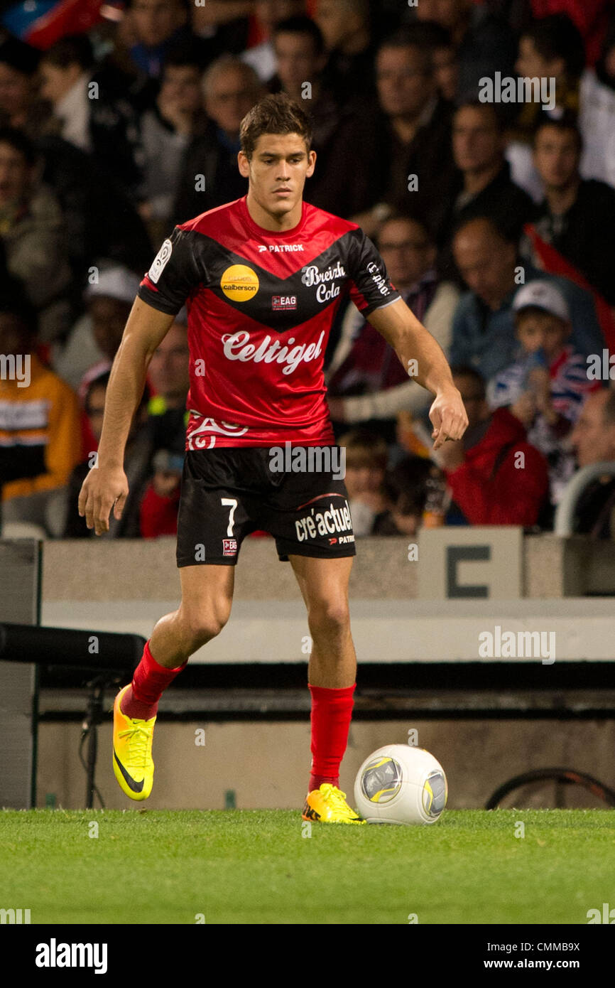 Lyon, France. 2nd Nov, 2013. Dorian Leveque (Guingamp) Football ...