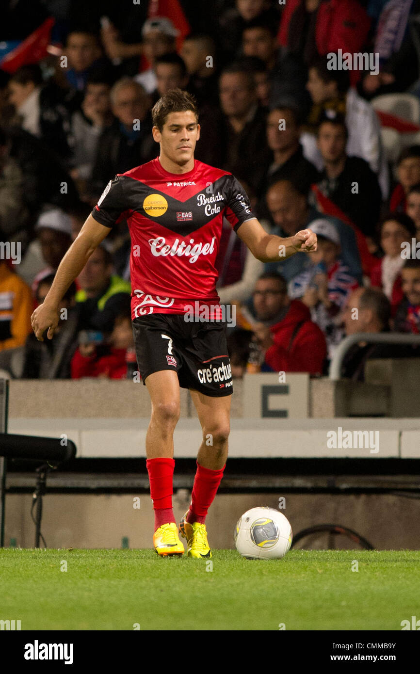 Lyon, France. 2nd Nov, 2013. Dorian Leveque (Guingamp) Football ...