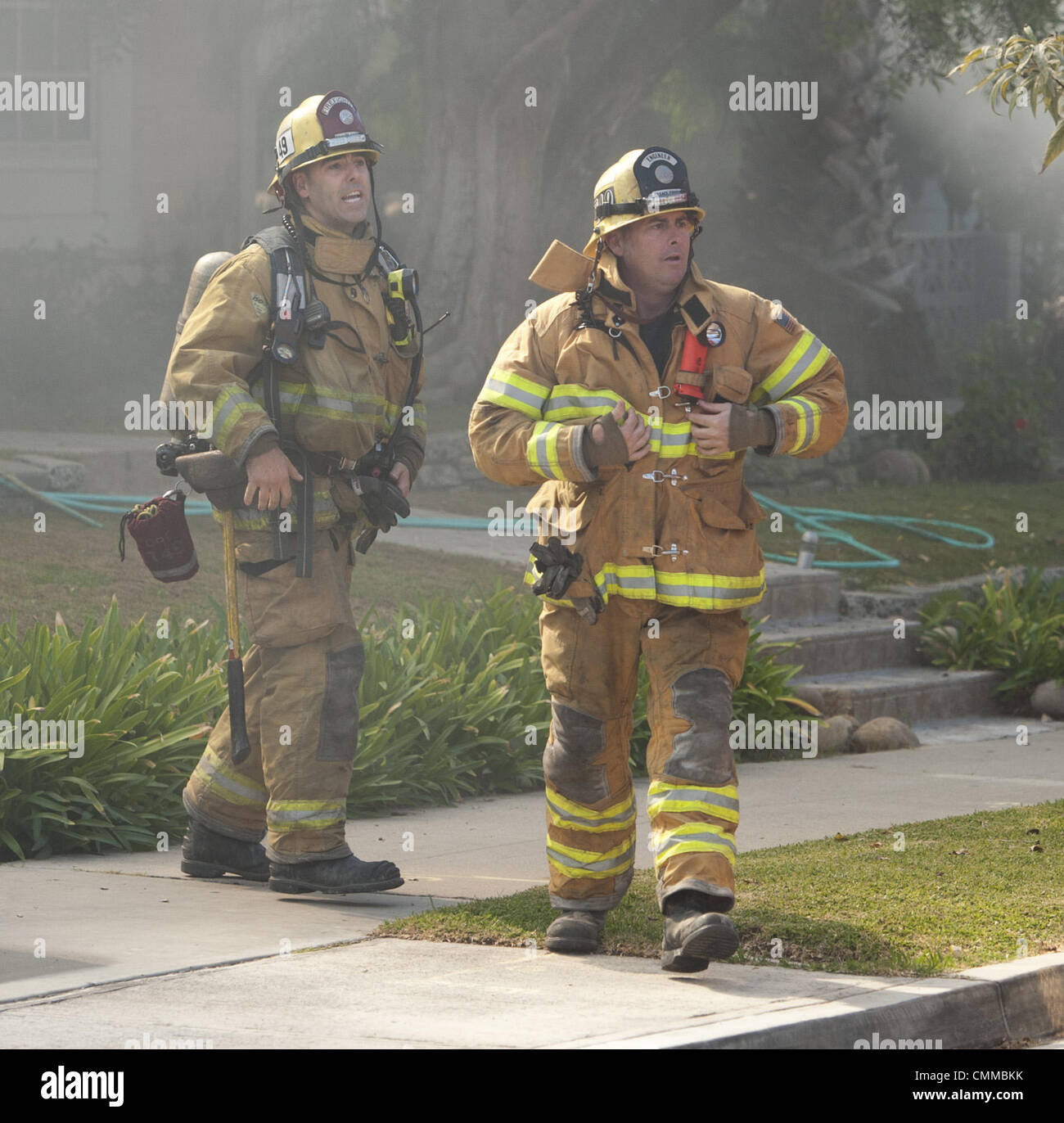 Dana Point, California, USA. 5th Nov, 2013. Firefighters prepare to ...