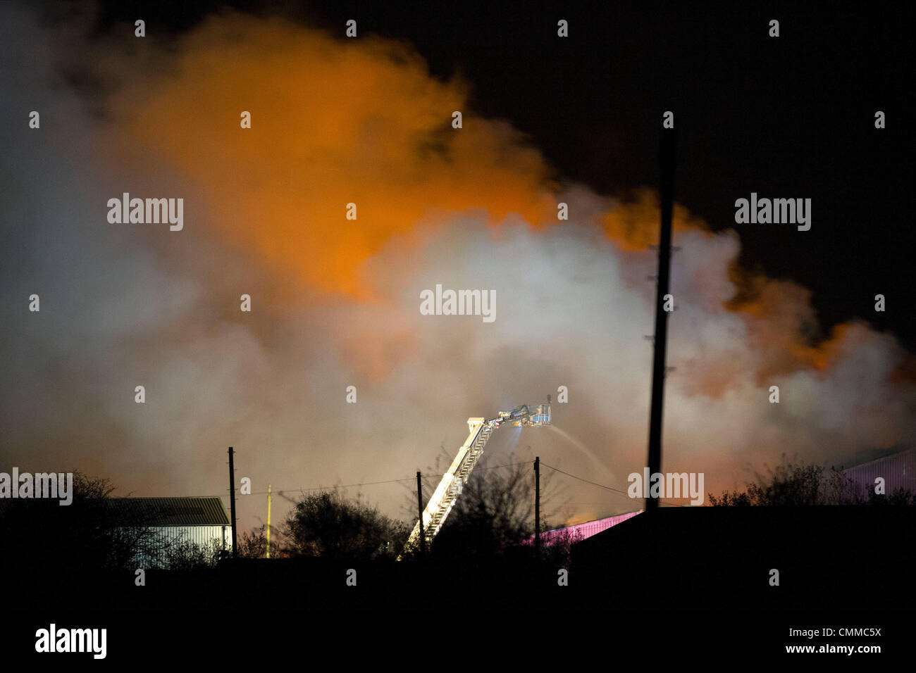 Llandow, Wales, UK. November 5. 45 firefighters are tackling a ...
