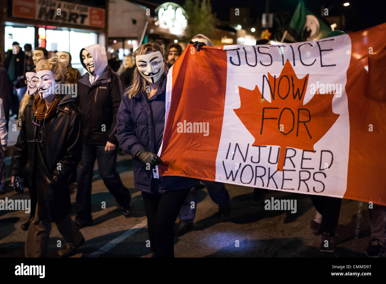 London, Ontario, Canada. 5th November 2013. The Anonymous movement, a ...