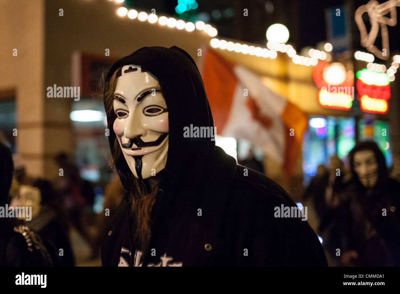 London, Ontario, Canada. 5th November 2013. The Anonymous movement, a ...
