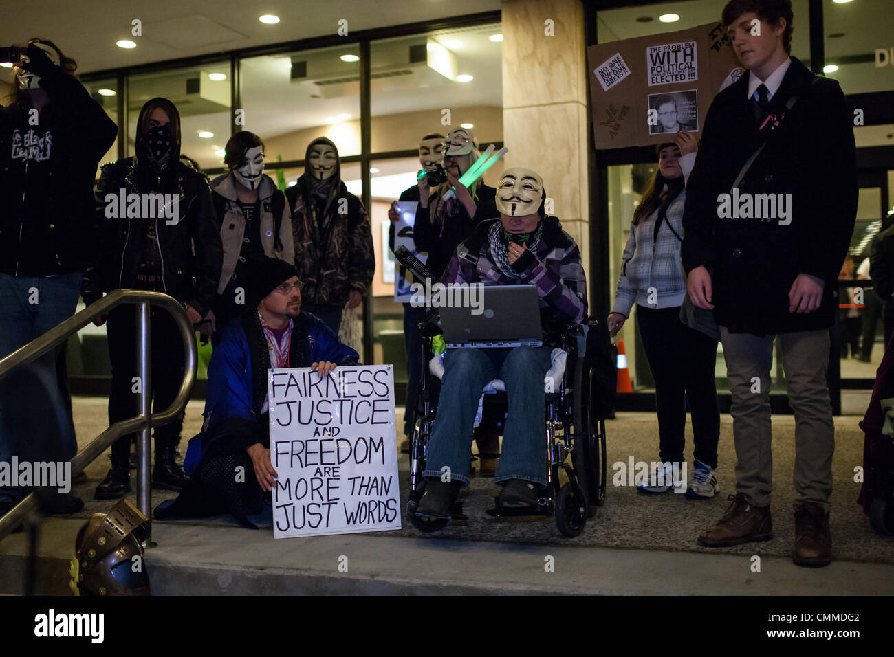 London, Ontario, Canada. 5th November 2013. The Anonymous movement, a ...