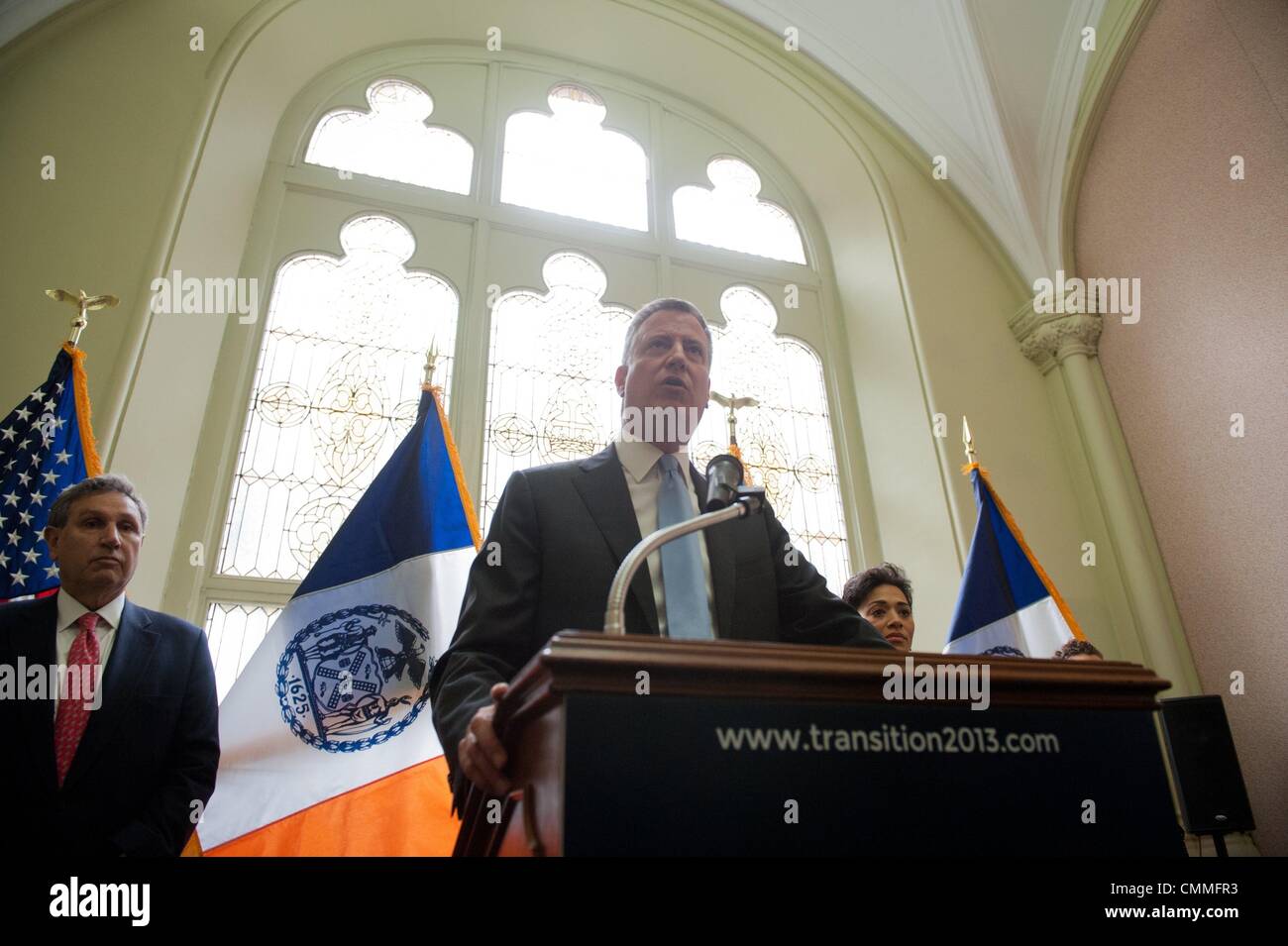 Manhattan, New York, USA. 6th Nov, 2013. Mayor-elect BILL DE BLASIO ...