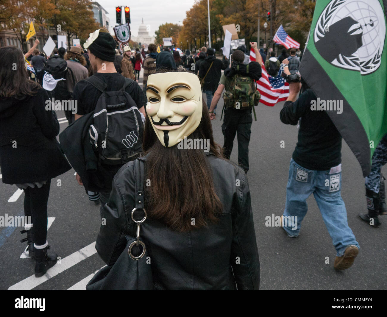 Washington, DC, USA. 05th Nov, 2013. Masked supporters of "Anonymous ...