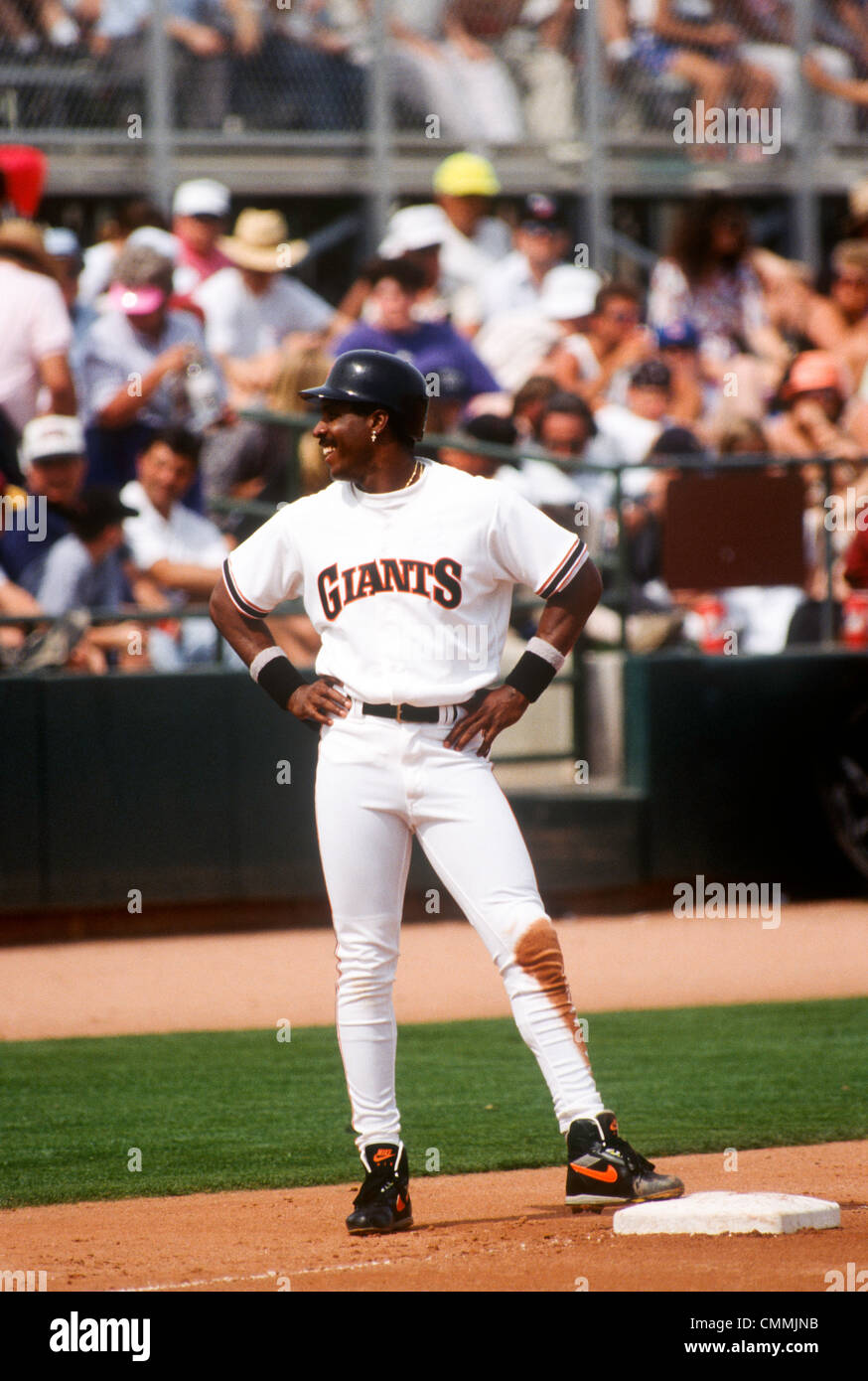 Barry Bonds at third base during spring training in Scottsdale, Arizona ...