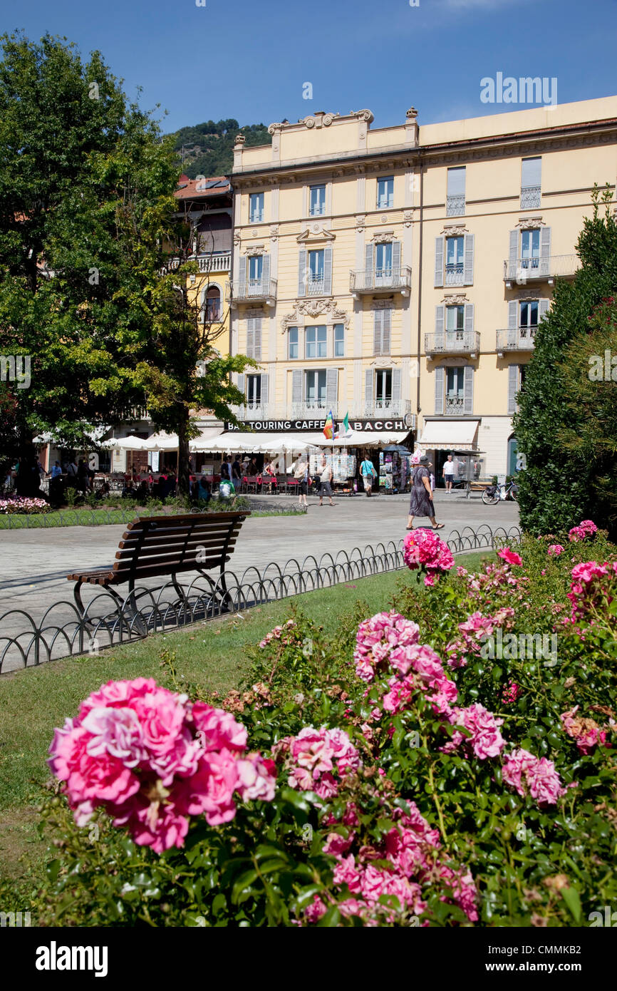 Cafe and gardens, Como, Lake Como, Lombardy, Italy, Europe Stock Photo ...