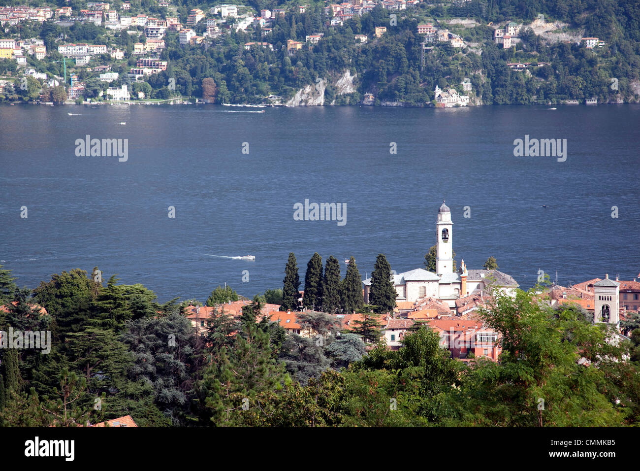 Lakeside church at Cernobbio, Lake Como, Lombardy, Italian Lakes, Italy ...
