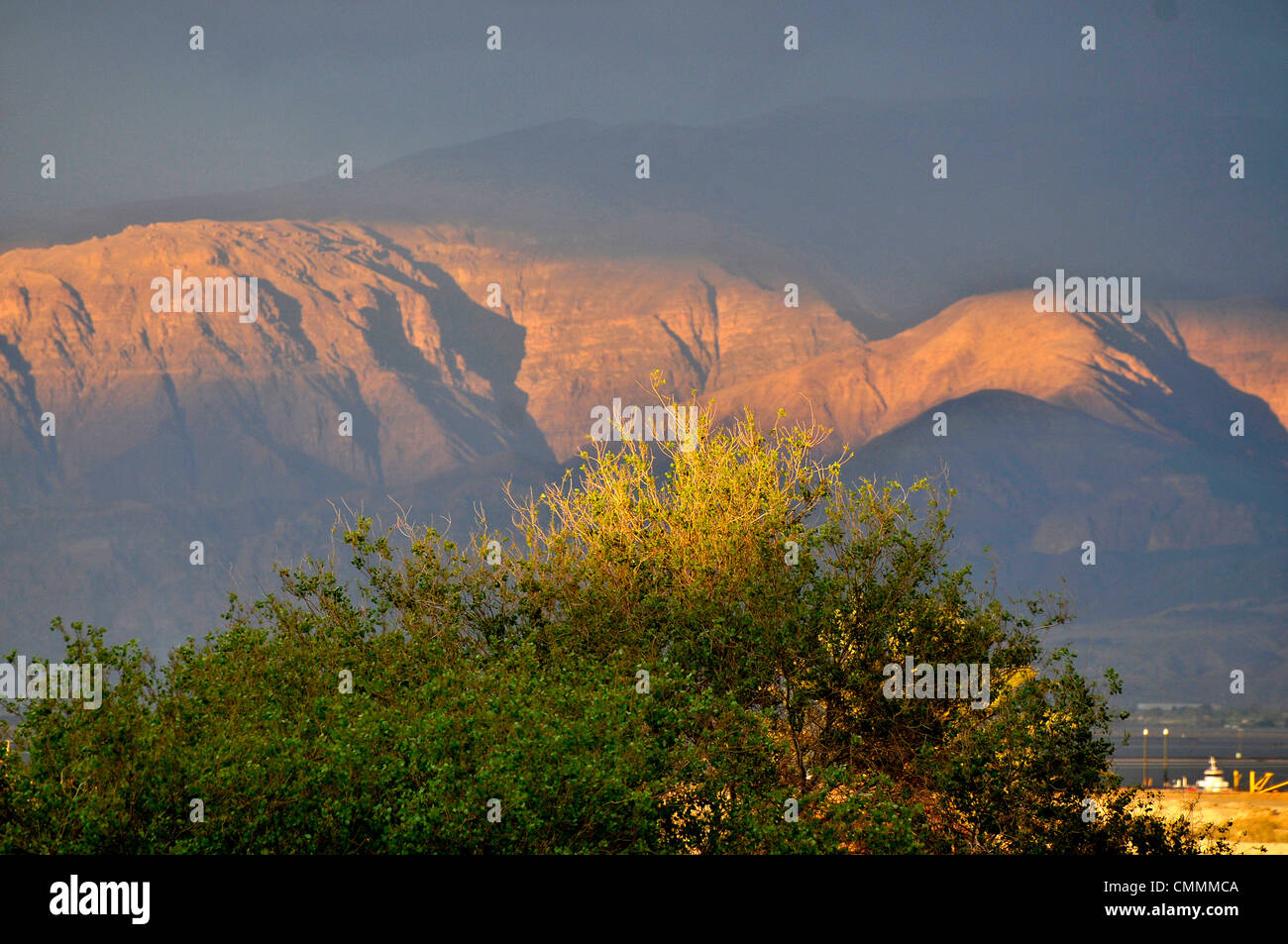 Negev desert Arava valley Israel, facing the Moab mountains of Jordan ...