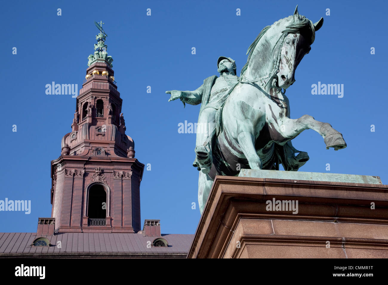 Christiansborg palace statue copenhagen denmark hi-res stock ...