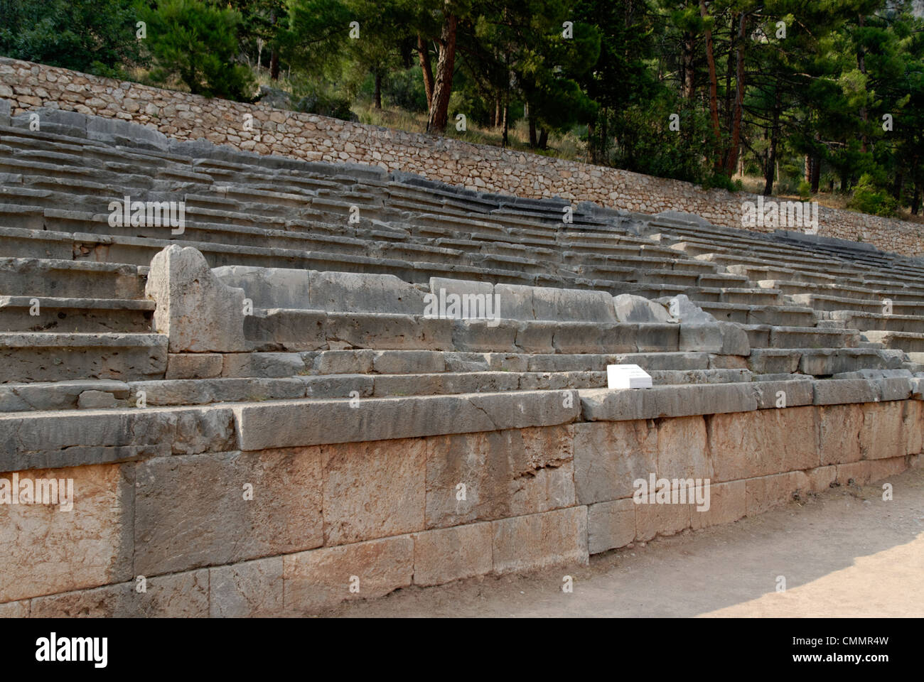 Delphi. Greece. View of the central north side of the stadiums seating ...