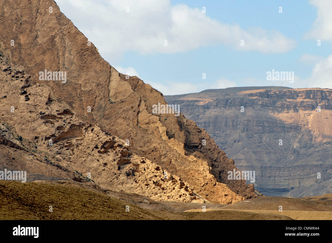 Huge vertical limestone strata with horizontal strata in the background ...