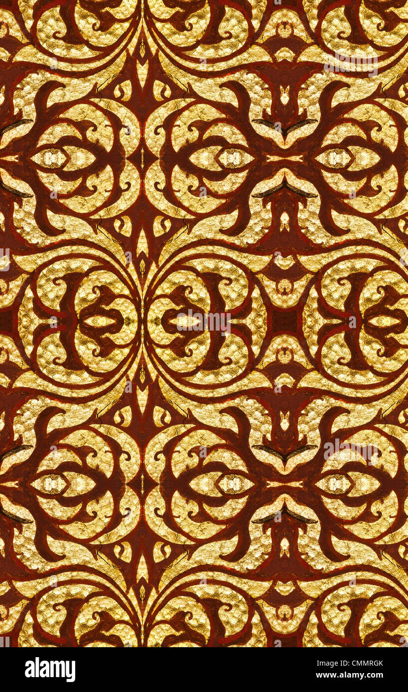Vintage traditional Thai style art painting on temple Stock Photo - Alamy