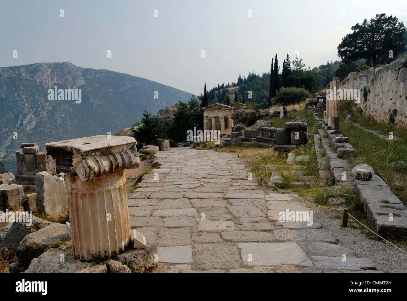 Delphi. Greece. View of section of the Sacred Way at the Sanctuary of ...