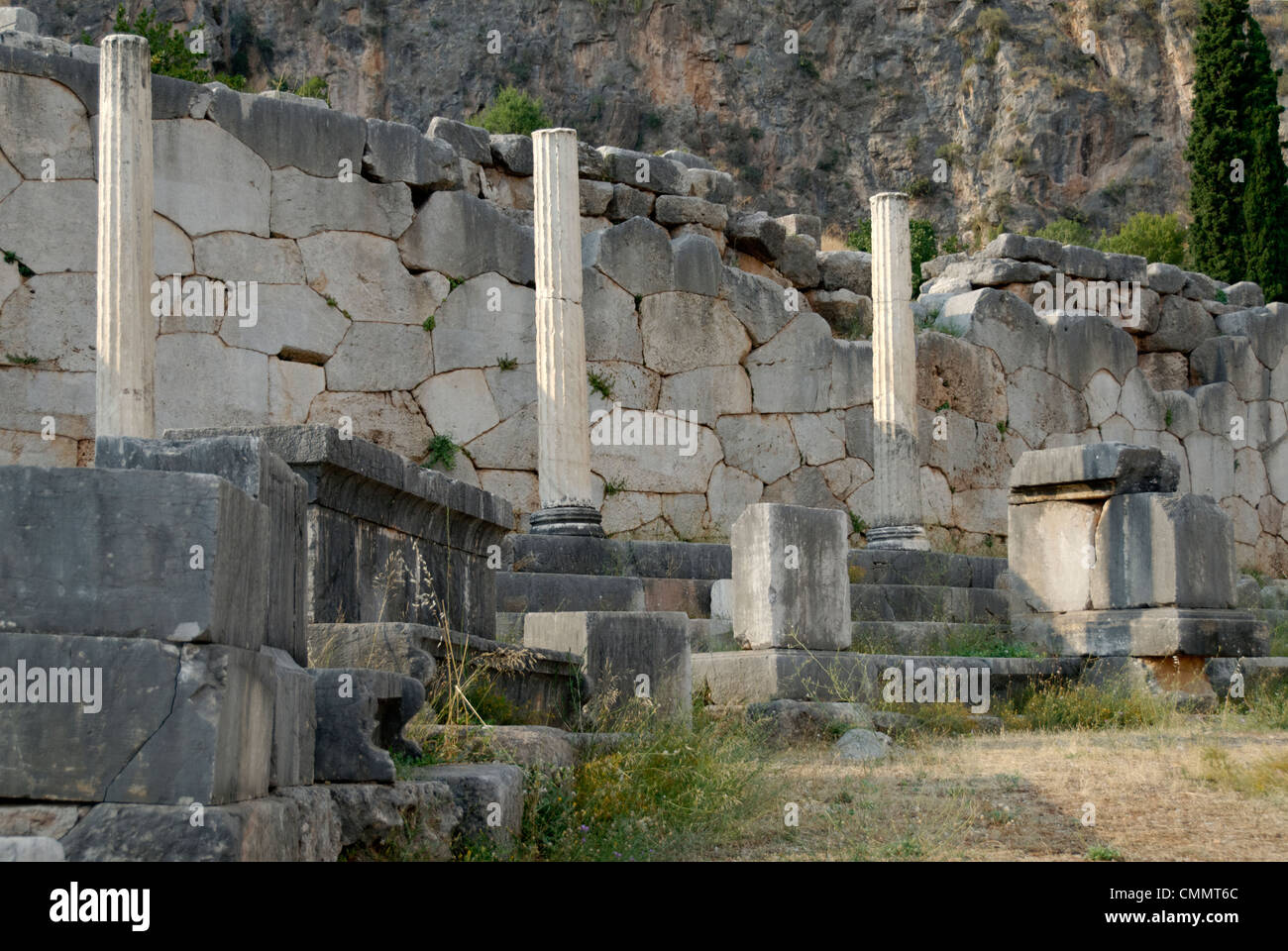 Delphi. Greece. View of three Pentelic columns of the Stoa of the ...
