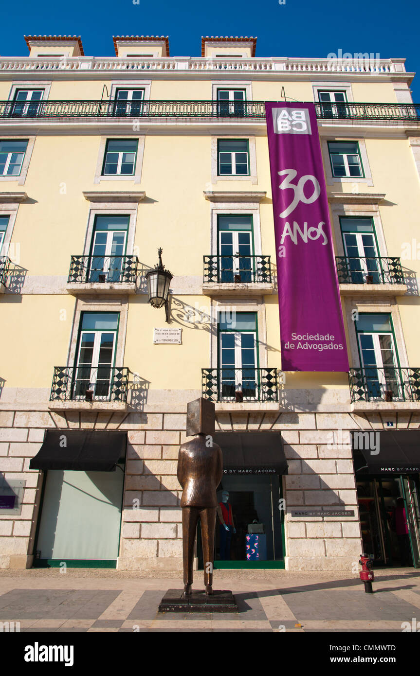 Fernando Pessoa monument Largo de Sao Carlos square Chiado district ...