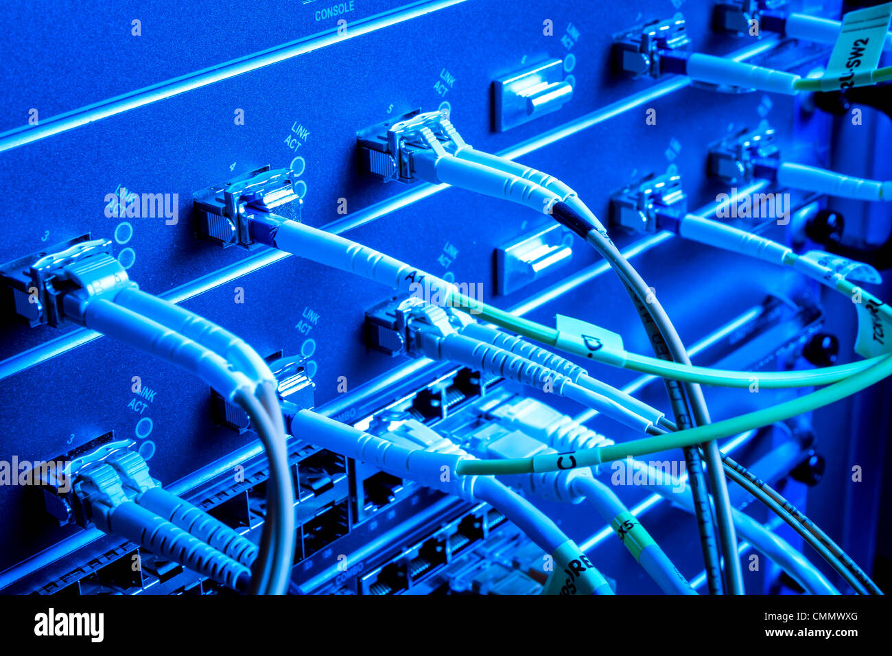 optic fiber cables connected to data center Stock Photo - Alamy