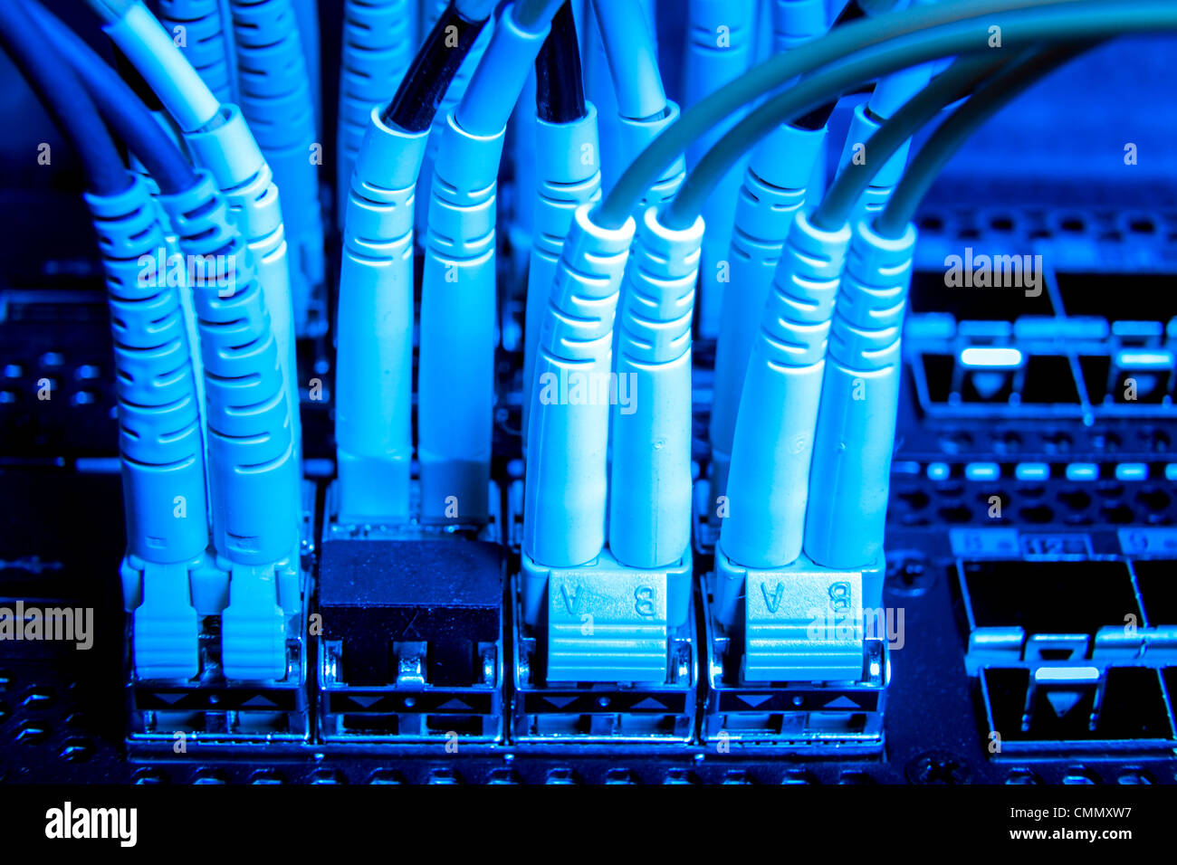 optic fiber cables connected to data center Stock Photo - Alamy