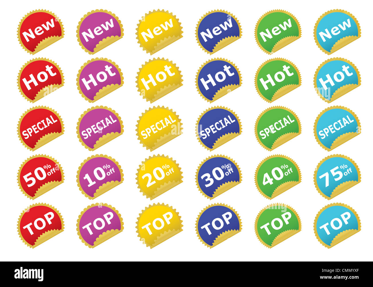 collection of color stickers illustration Stock Photo - Alamy