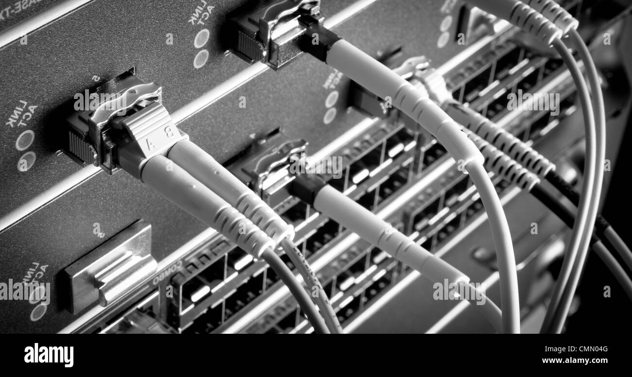optic fiber cables connected to data center Stock Photo - Alamy