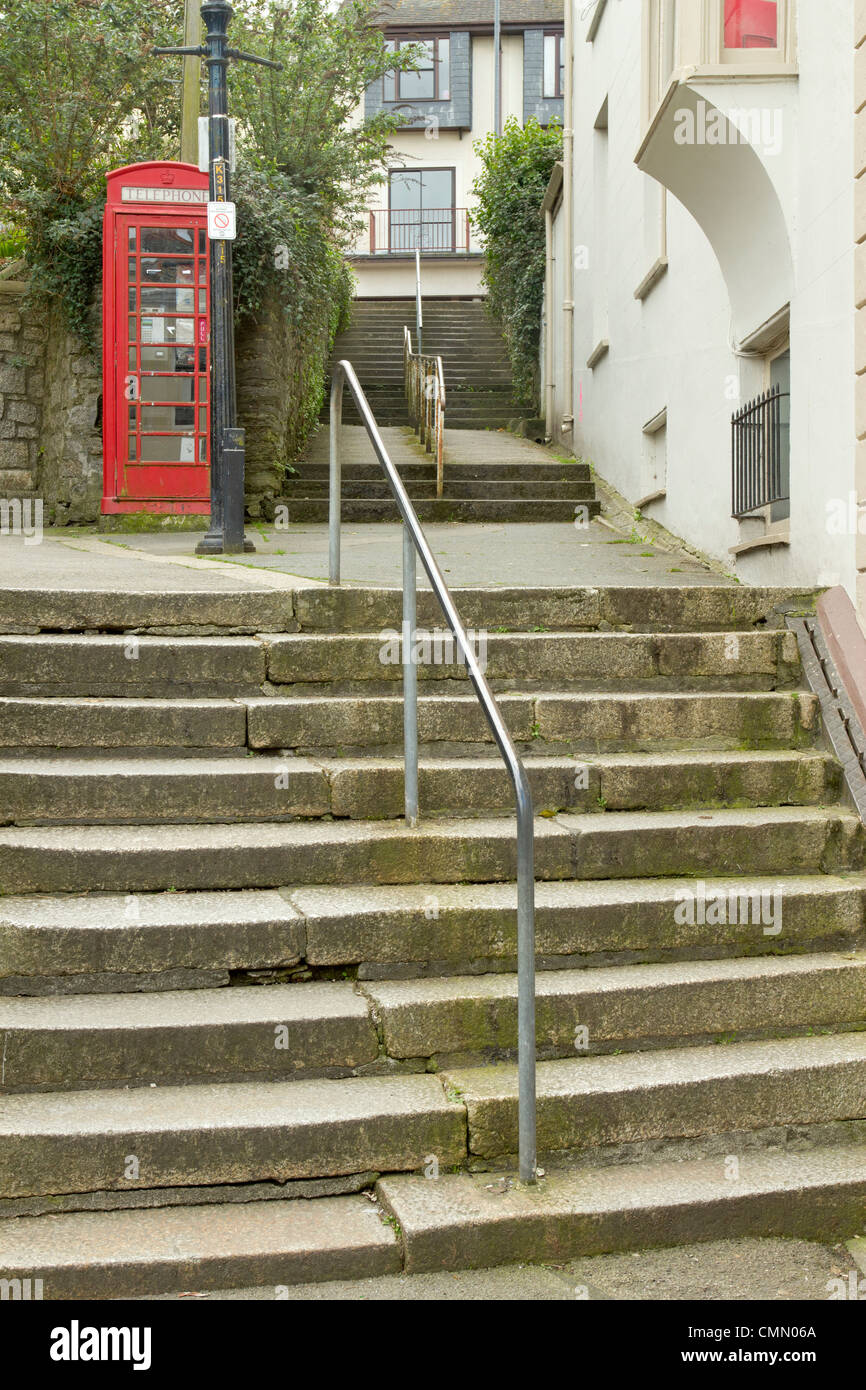Steps from Church Street to New Street in Falmouth, Cornwall UK Stock ...